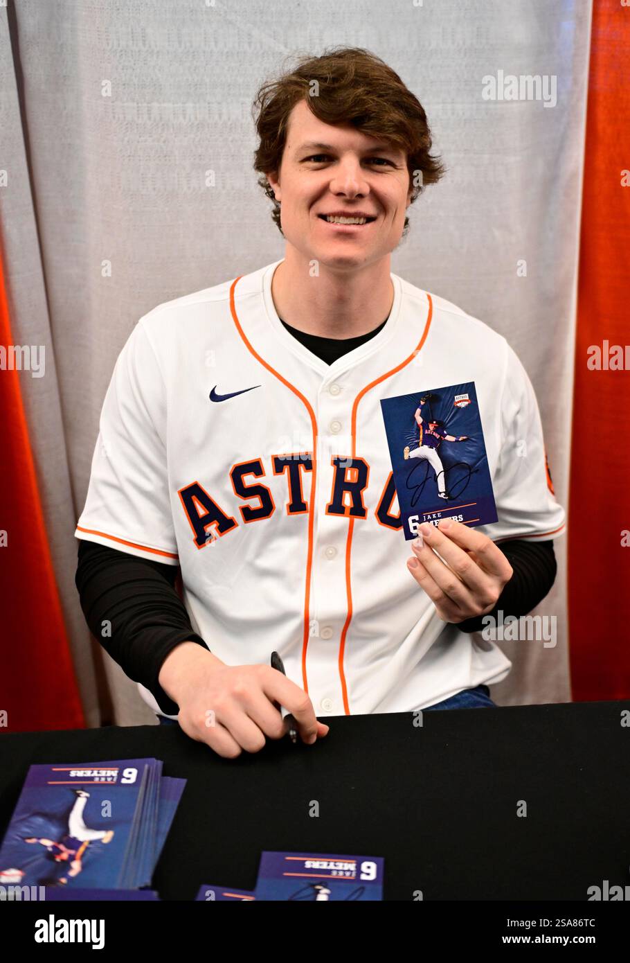Jake Meyers (6 ans), survolteur des Astros de Houston, lors du FanFest ...