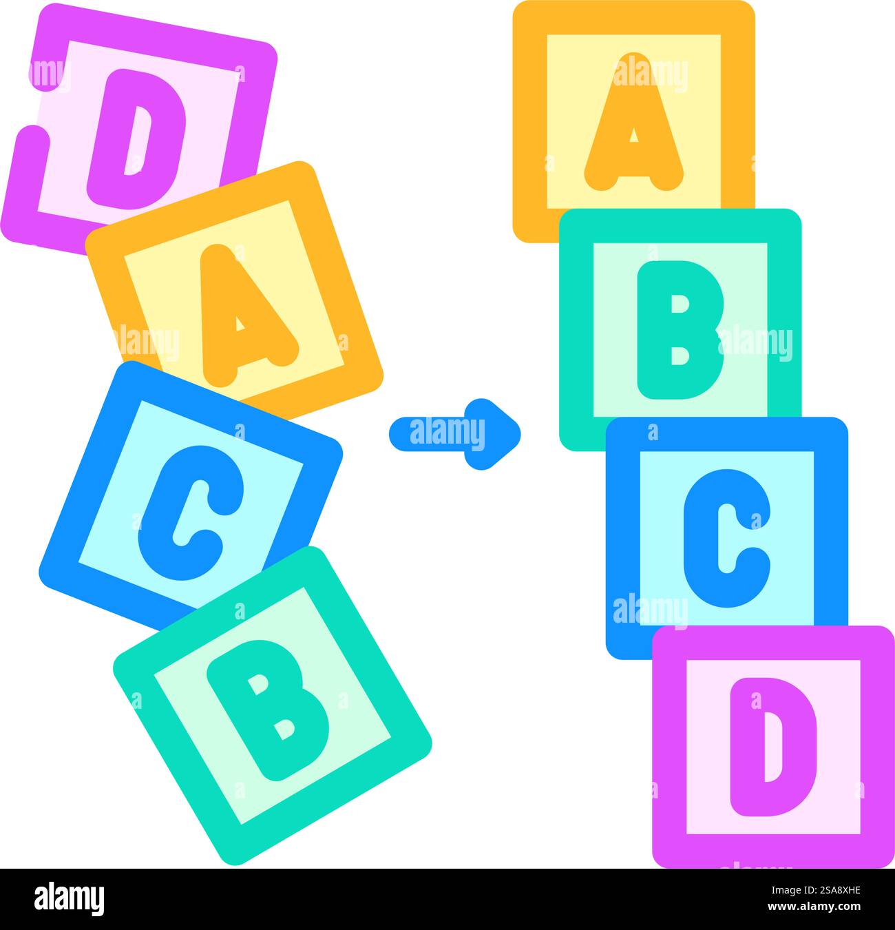 vecteur d'icône de couleur d'algorithme de tri. signe d'algorithme de ...