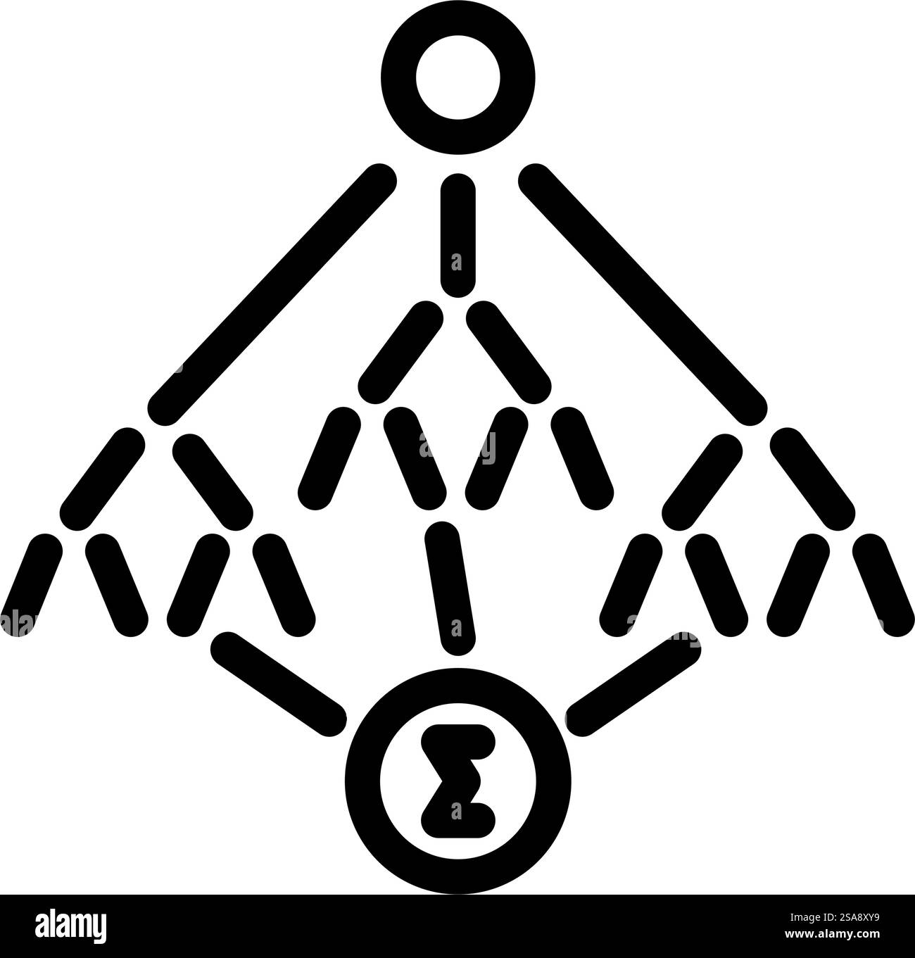 vecteur d'icône de ligne d'algorithme de forêt aléatoire. signe d ...