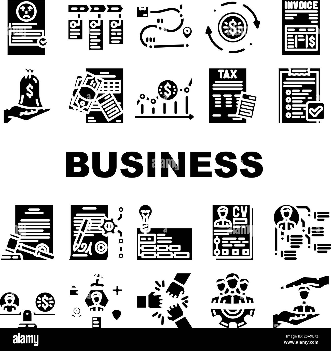 vecteur de définition d'icônes de technologie de processus d'affaires ...