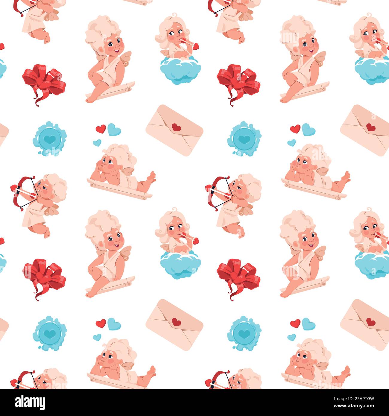 Motif Cupidon. Textures sans couture avec des anges de la Saint ...