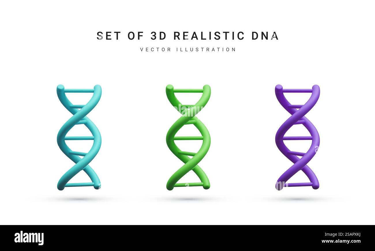 Ensemble d'adn génétique spirale médicale 3d réaliste pour la chimie ...