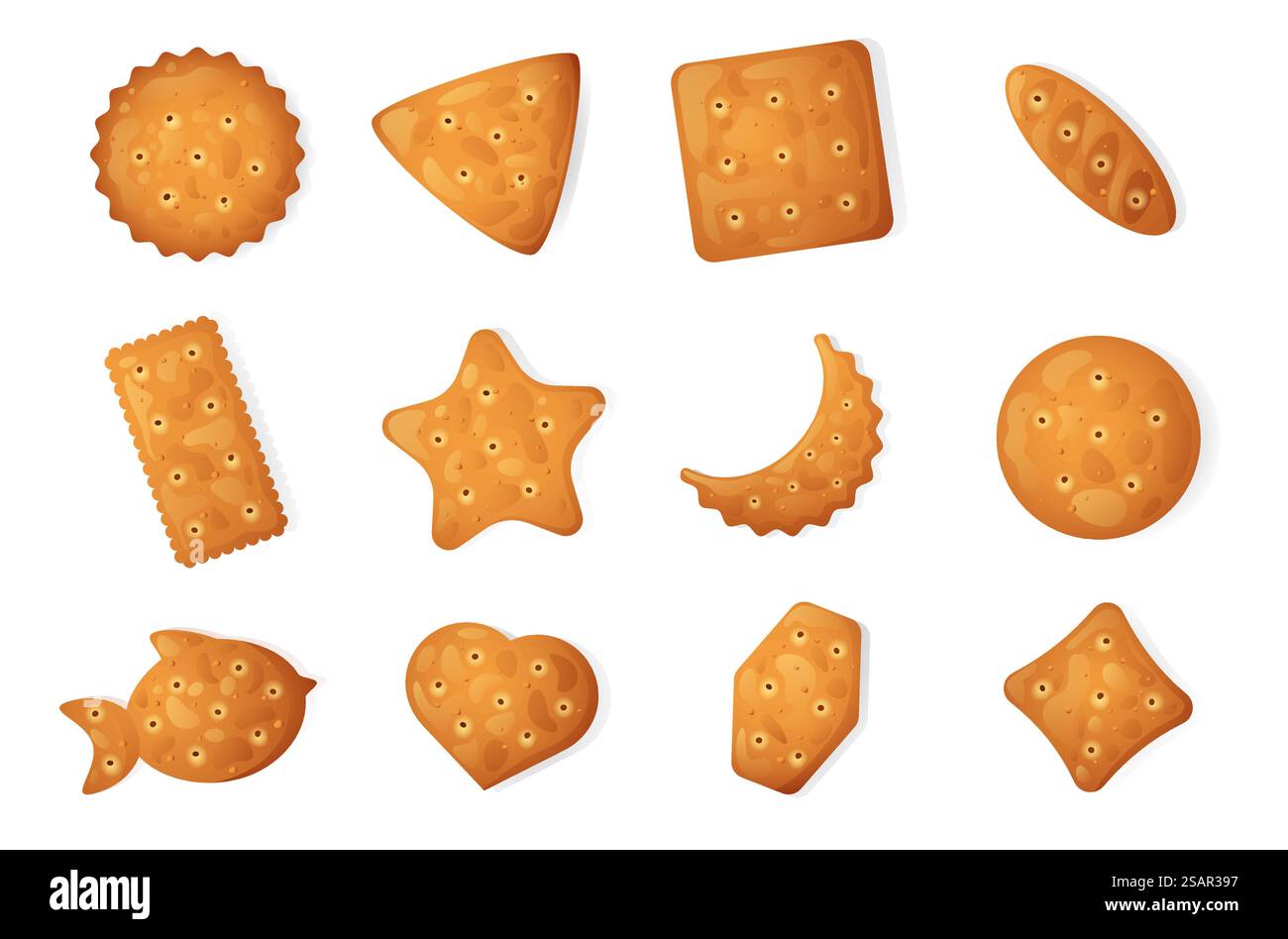 Jeu de croustilles Cracker. Craquelins croustillants sucrés de bande ...