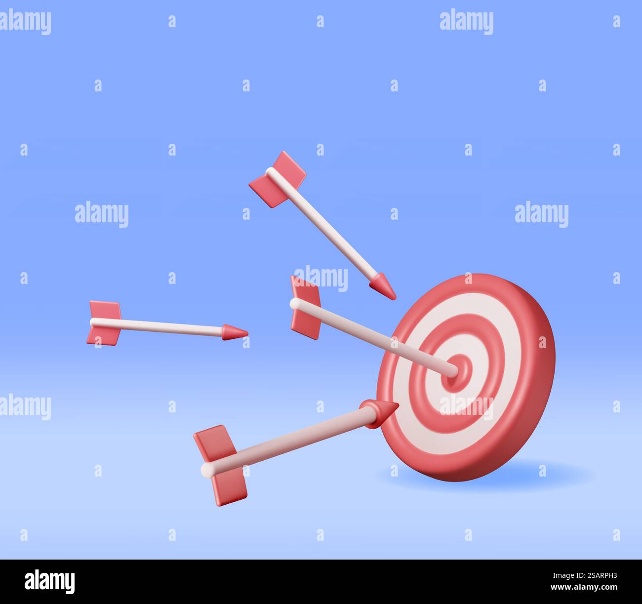 Cible 3D avec flèche au centre de l'icône isolée. Rendu du jeu de ...