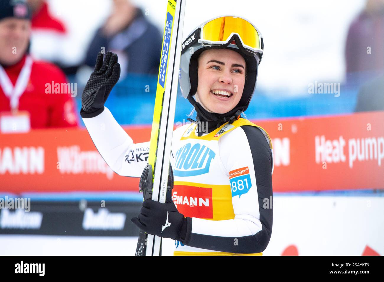 HAGEN Ida Marie (Norwegian) im Ziel nach dem Skispringen jubelt ueber ...