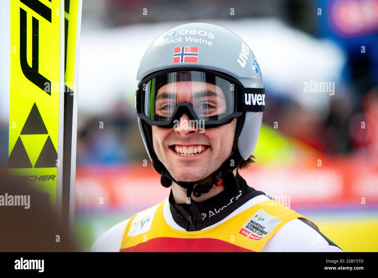 Riiber Jarl Magnus (Norwegian) jubelt im Ziel nach dem Skispringen ...