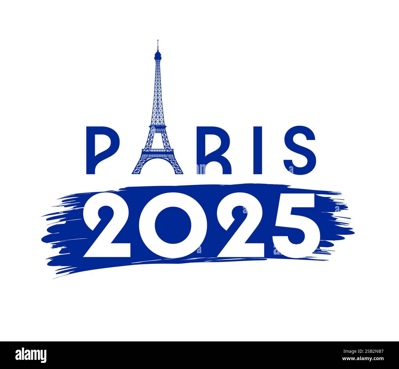 Paris 2025, concept de logo de voyage avec Tour Eiffel. Signe vectoriel graphique décoratif 2025 ...