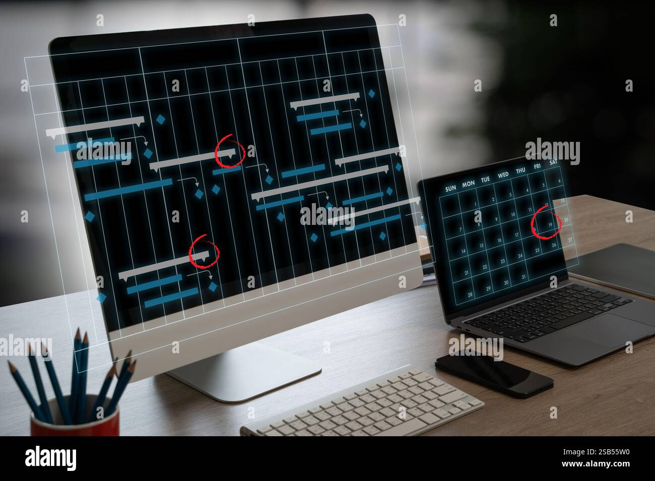 Organisation de gestion de projet Un écran d'ordinateur et un ...