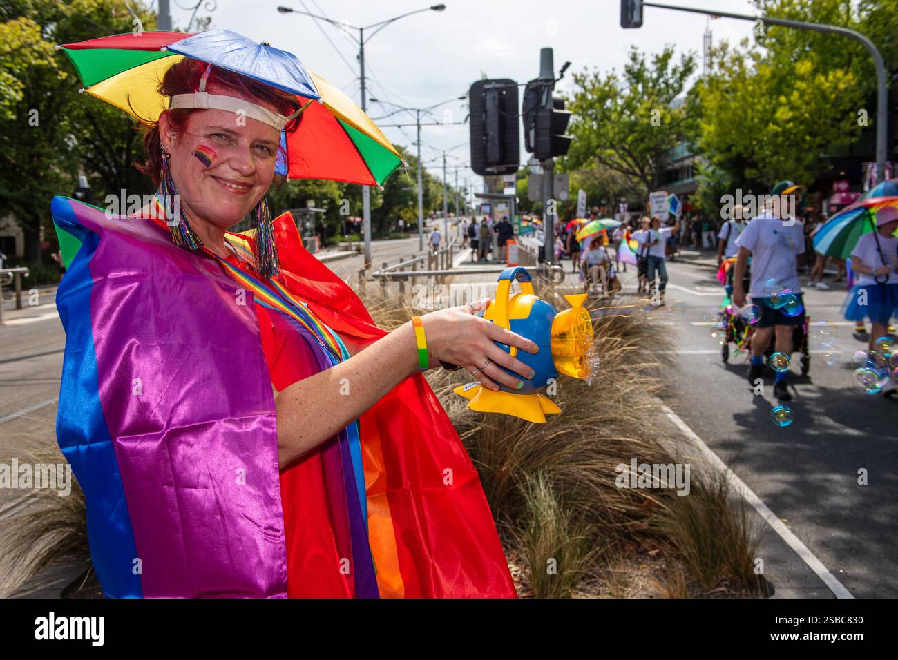 Melbourne, Australie. 02 février 2025. Un supporter fait des bulles et ...
