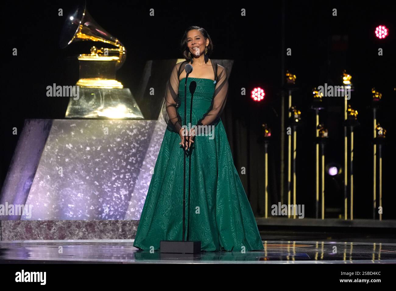 Rhiannon Giddens speaks during the 67th annual Grammy Awards on Sunday ...