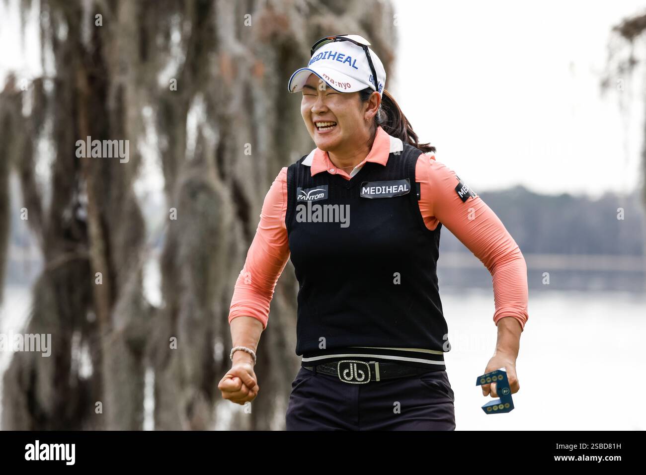 A Lim Kim reacts after sinking her putt on the 18th hole and winning ...