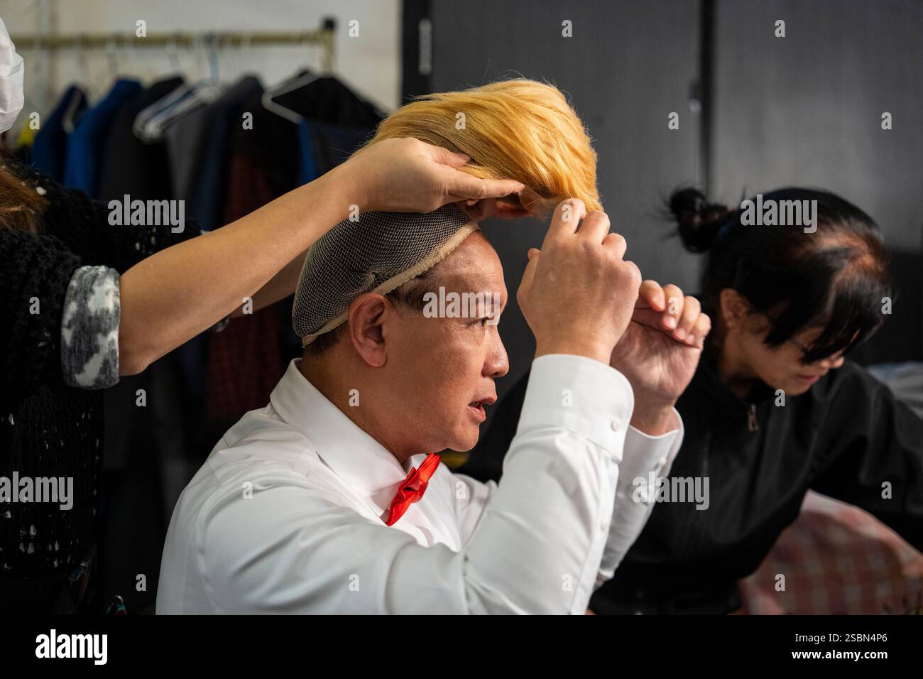 Cantonese opera actor Lung Koon-tin portraying U.S. President Donald ...