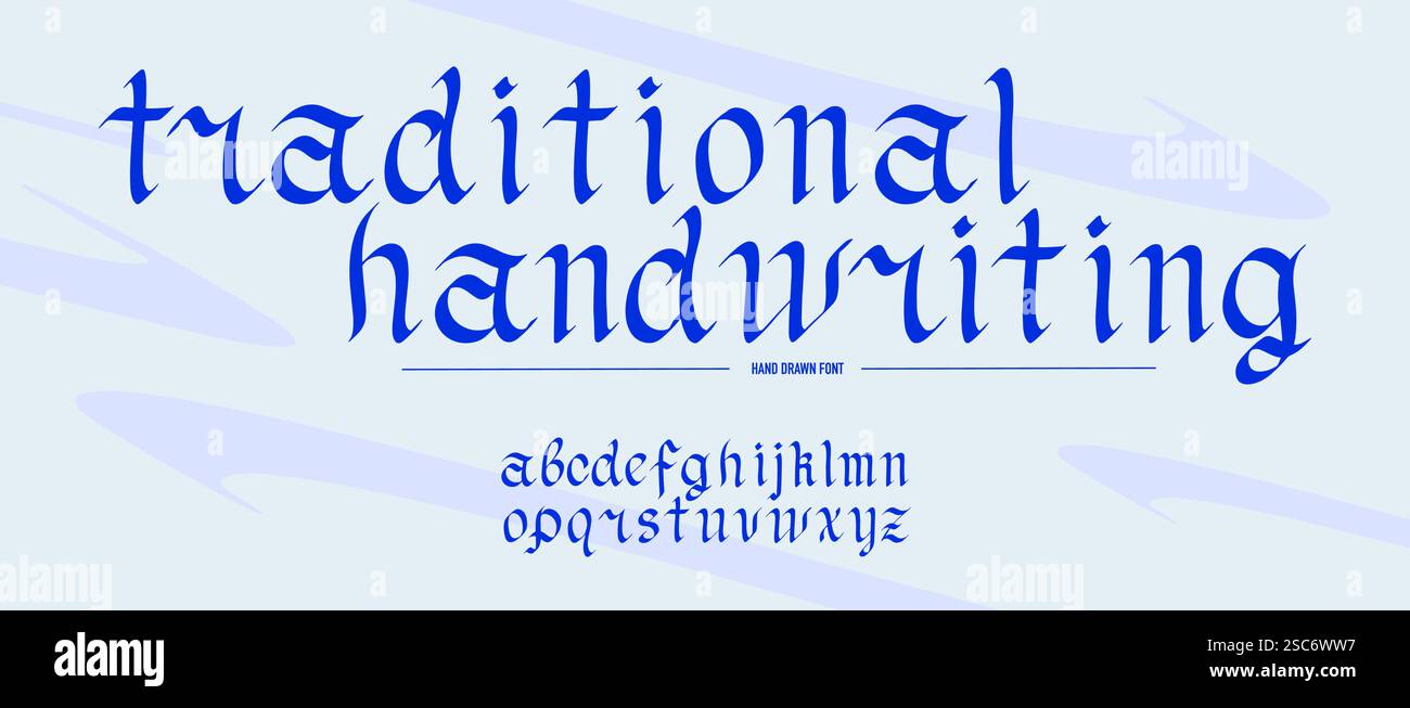 Alphabet gothique. Police médiévale manuscrite dans un style ancien ...