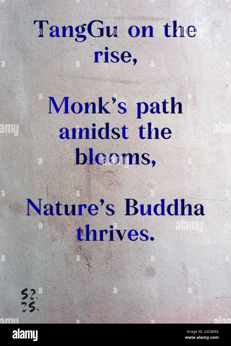 Tanggu à la hausse, chemin de moine au milieu des fleurs, Bouddha de la ...