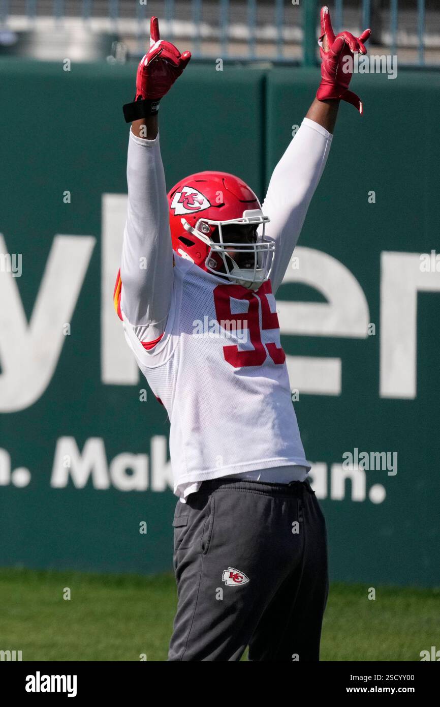 Kansas City Chiefs defensive tackle Chris Jones (95) stretches during ...