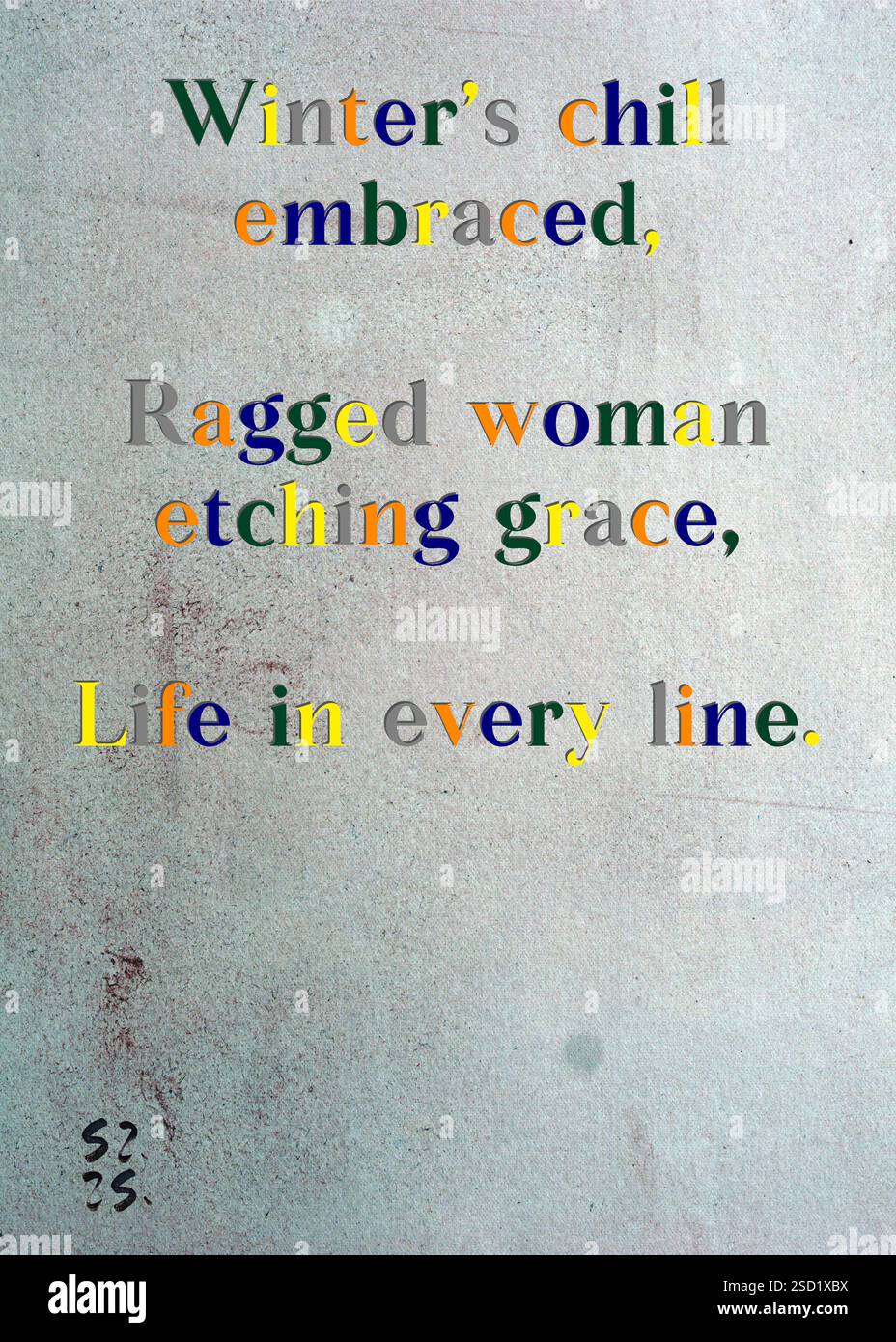 Le froid de l'hiver embrassé, Ragged femme gravant grâce, la vie dans ...