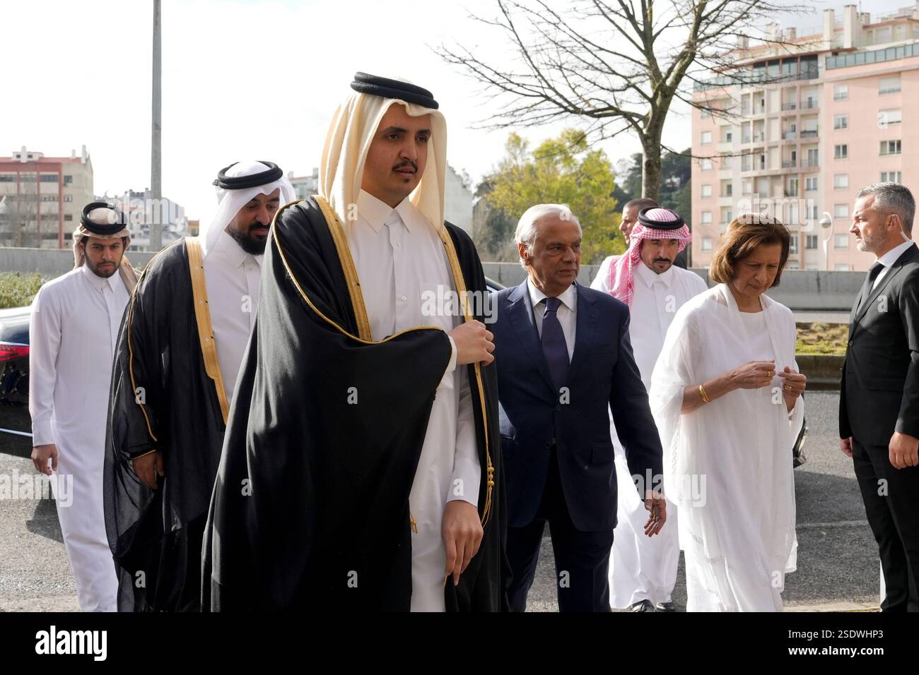 Sheikh Thani Bin Hamad Al-Thani of Qatar arrives to attend the funeral ...