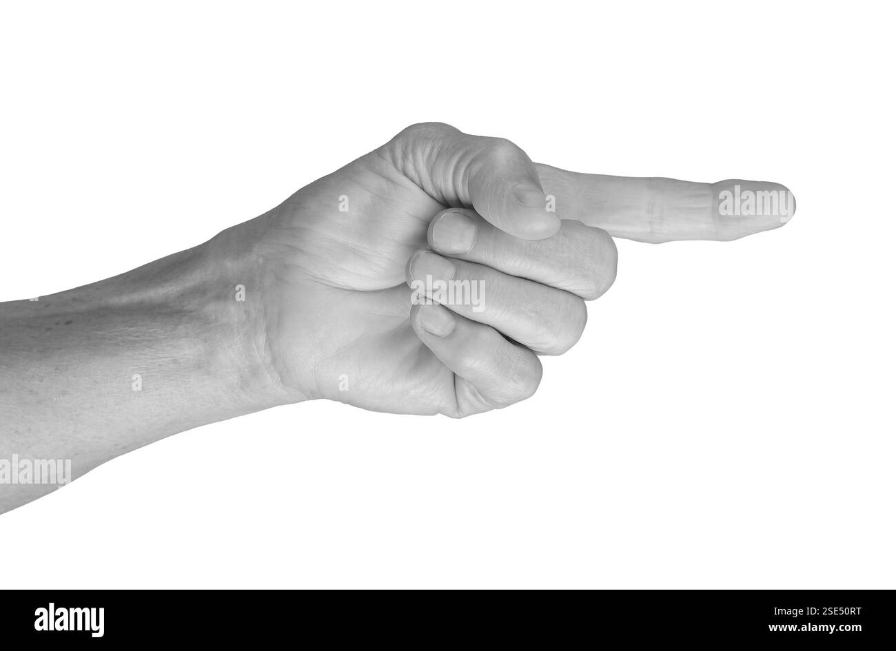 Indiquant avec le doigt Banque d'images noir et blanc - Alamy