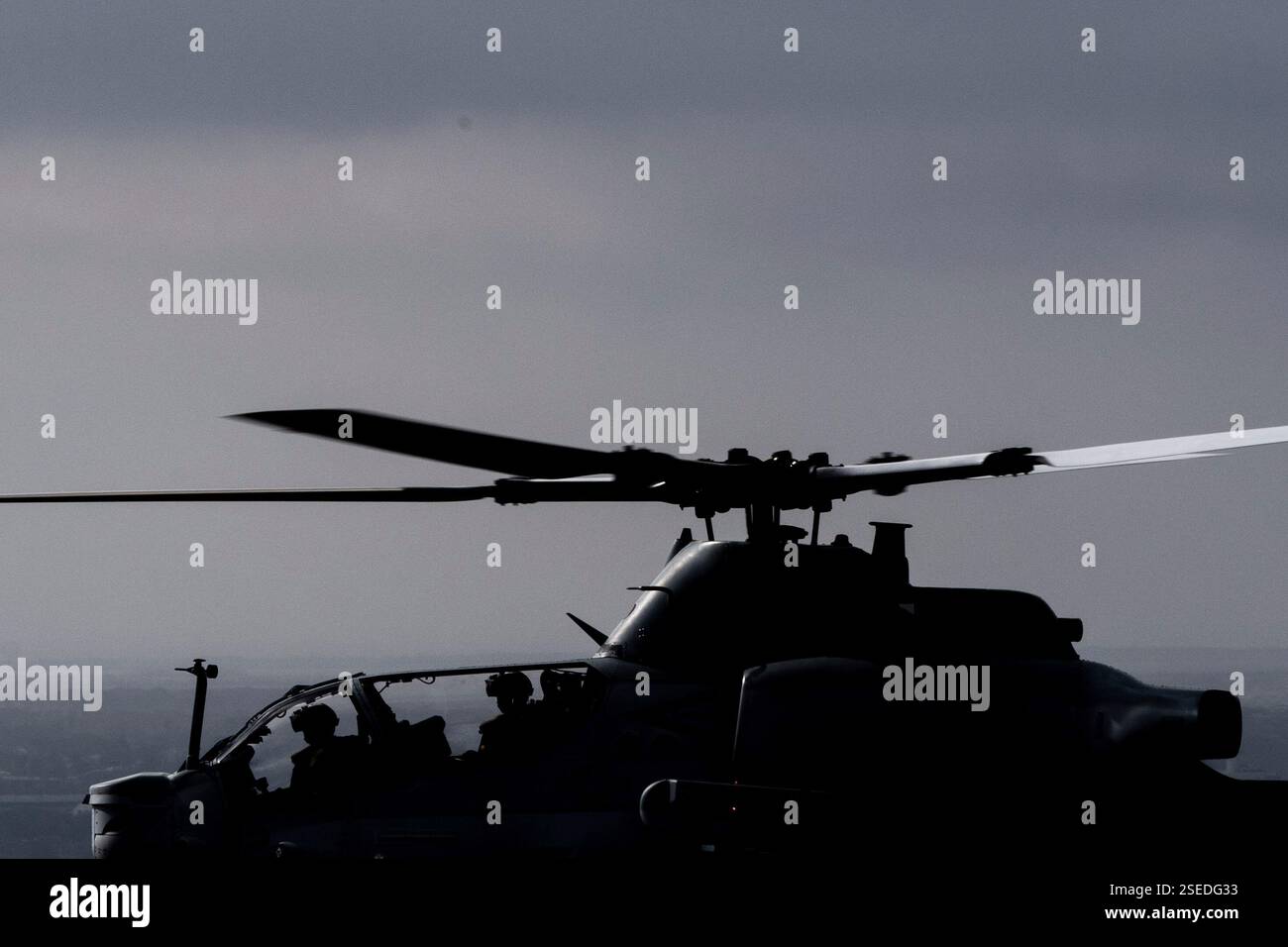 A Marine Light Attack Squadron 773 UH-1Y Venom helicopter flies over ...
