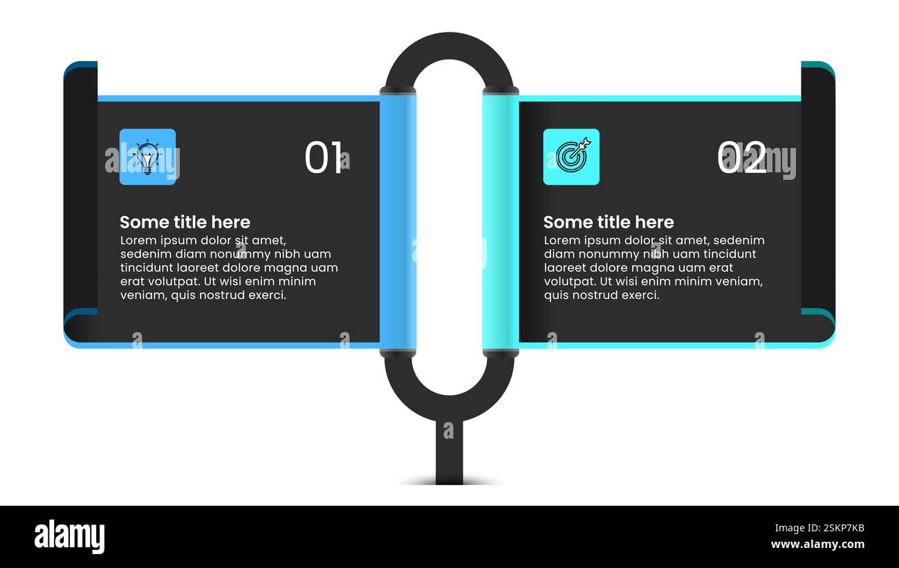 Modèle d'infographie avec icônes et 2 options ou étapes. Panneau de signalisation. Peut être ...