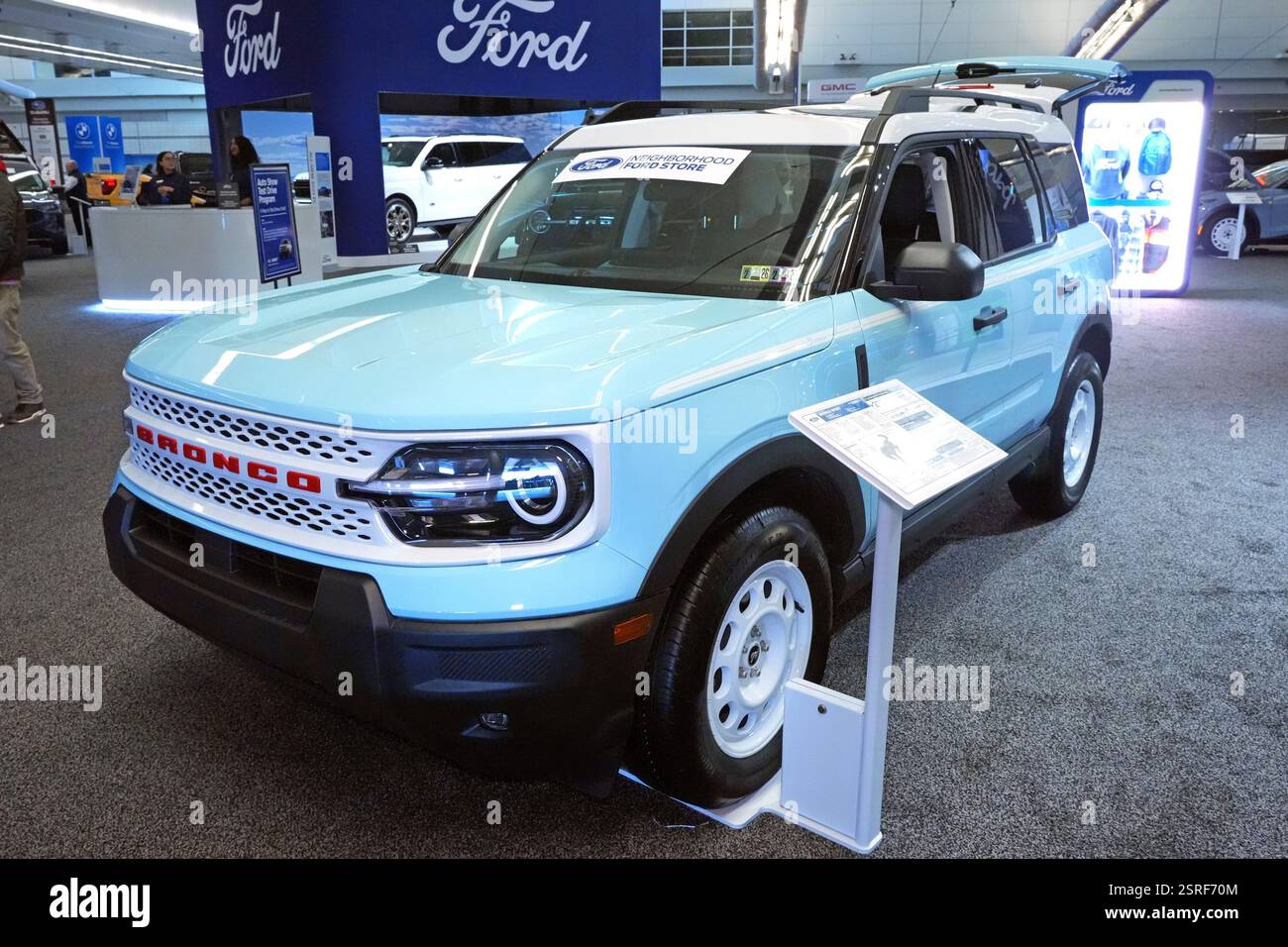 This is a 2025 Ford Bronco Otter Banks 4x4 on display at the Pittsburgh International Auto Show ...