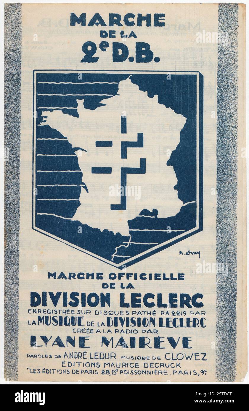 Emblème de la 2e Division blindée (2e DB) affiché sur une couverture ...