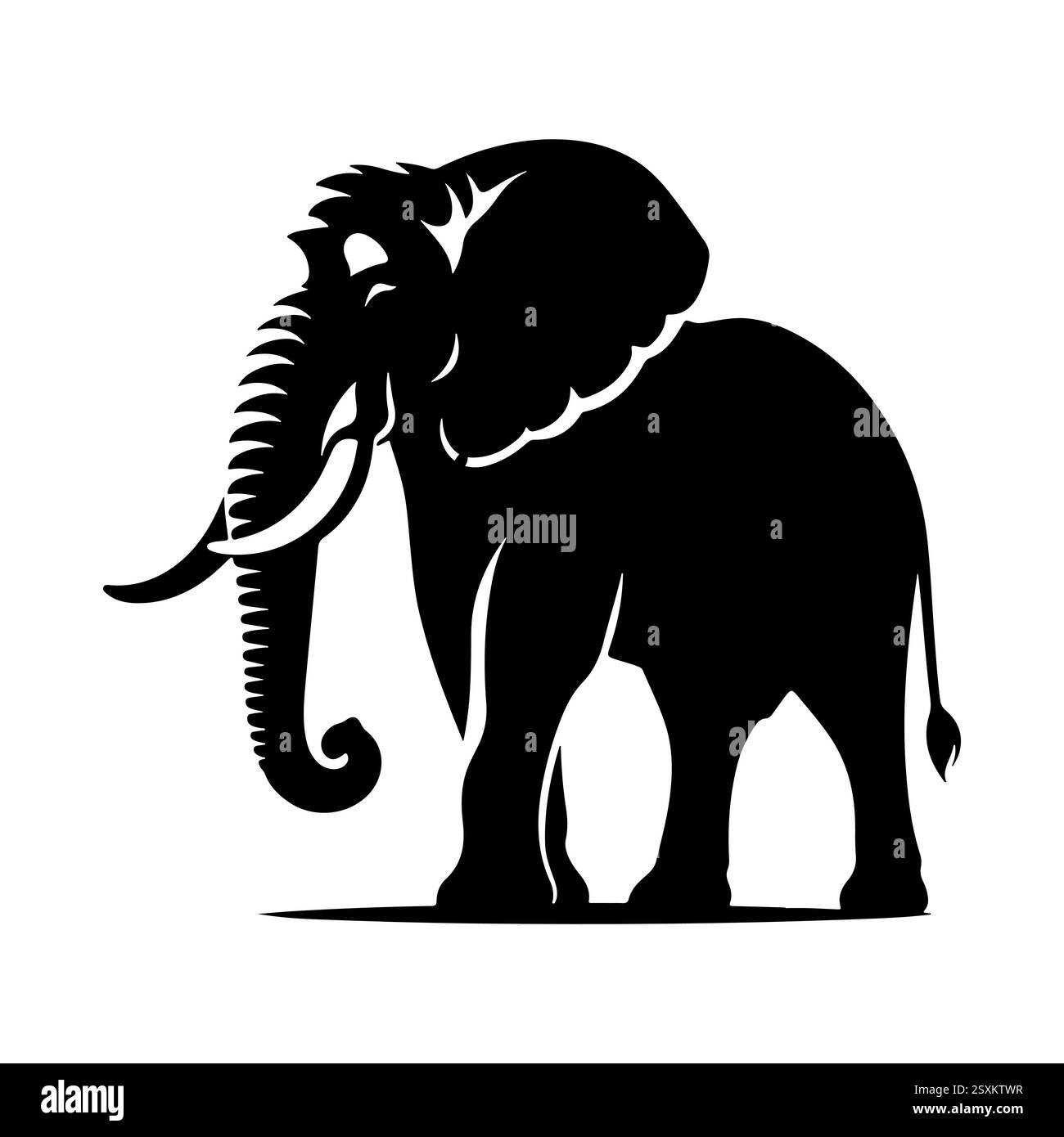 éléphant noir et blanc Banque d'images vectorielles - Alamy