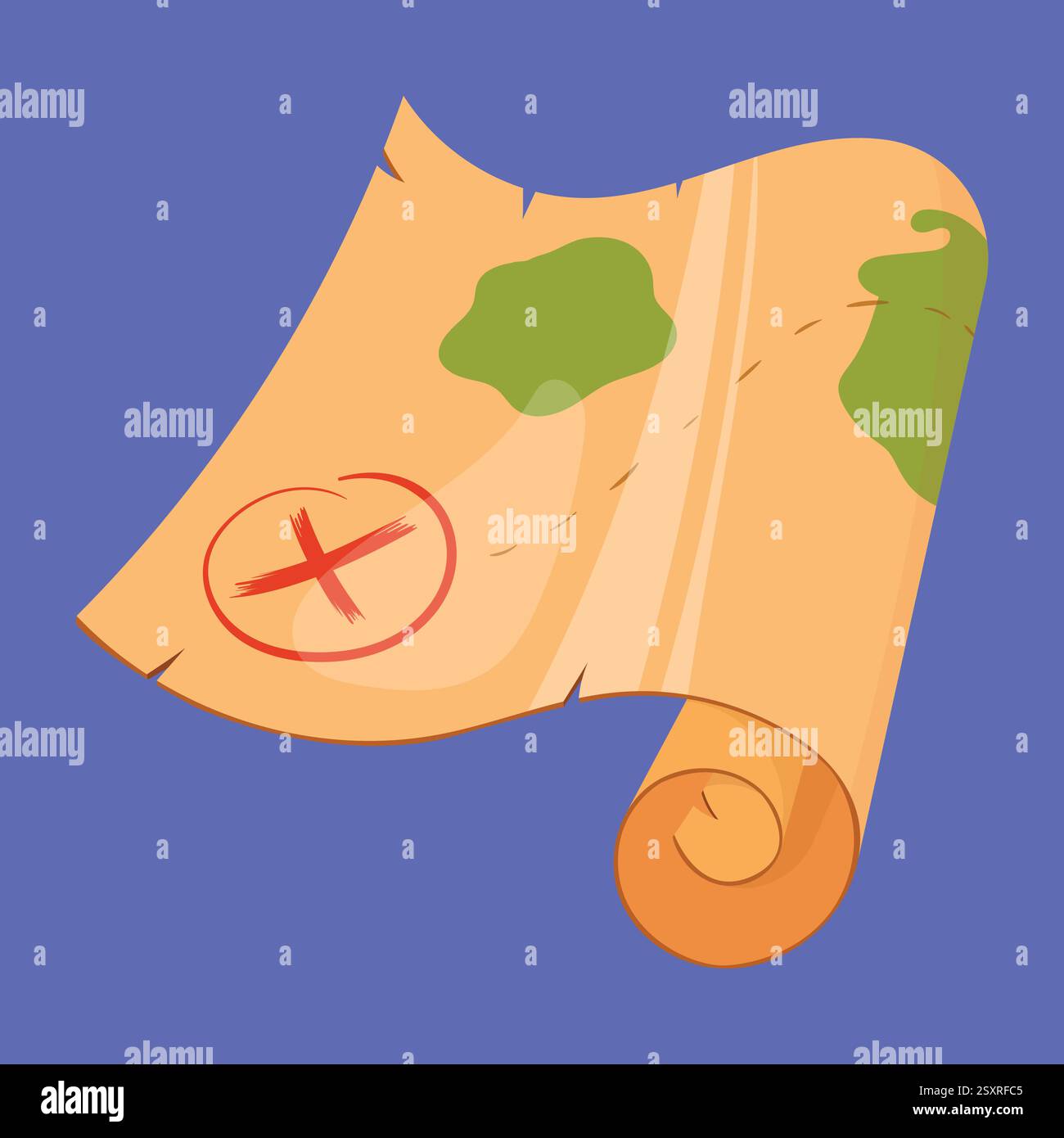 Mappa del tesoro con x Banque d'images vectorielles - Alamy