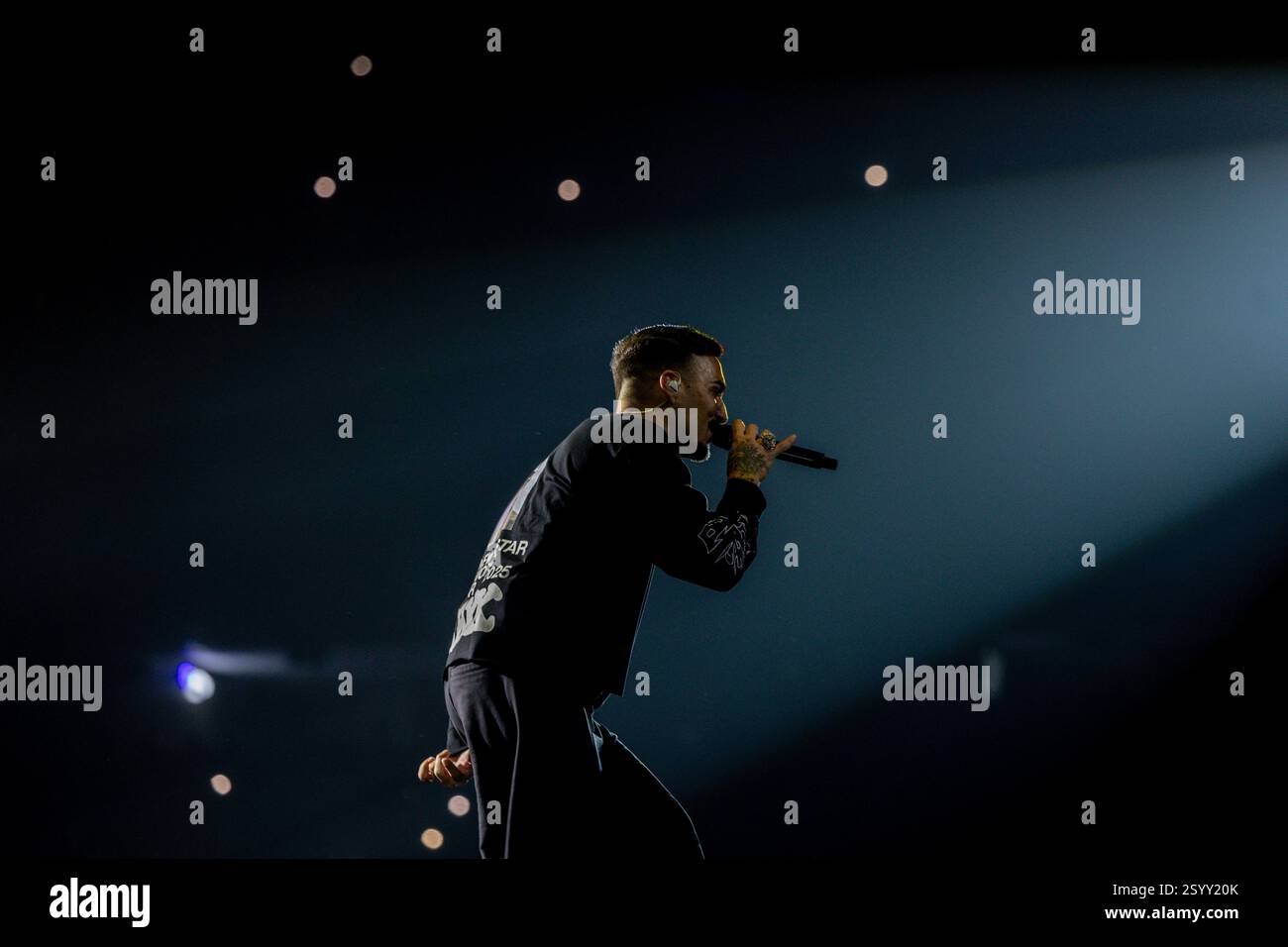 The singer Rels B during his concert at the Movistar Arena, on March 1 ...
