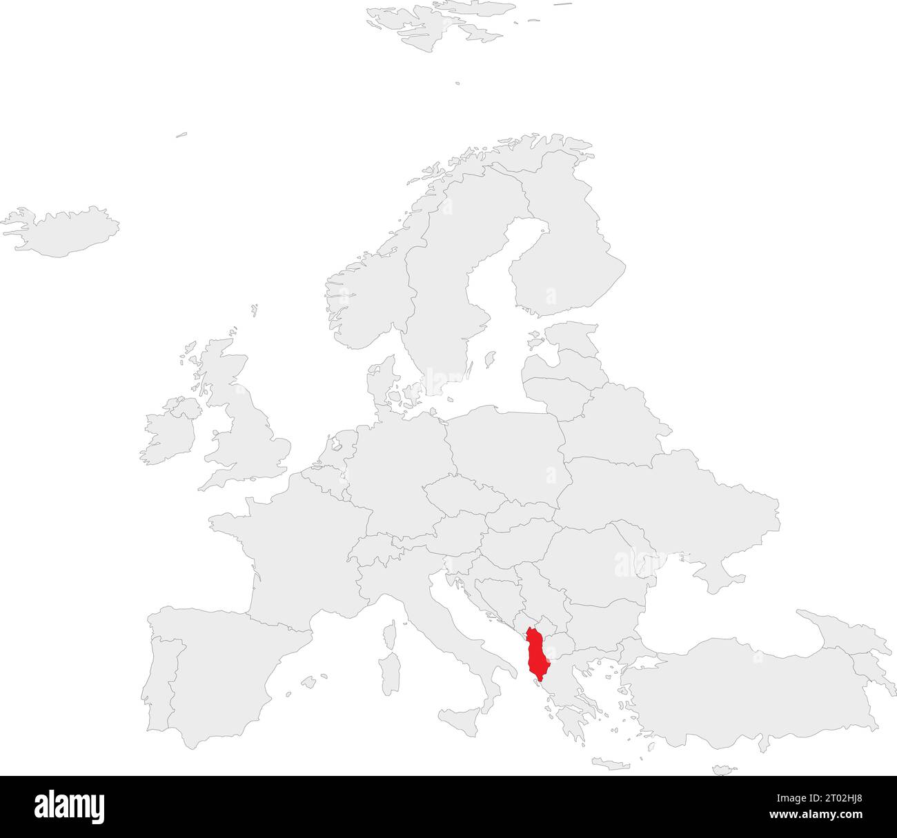 Carte nationale CMJN rouge de L'ALBANIE à l'intérieur de la carte ...