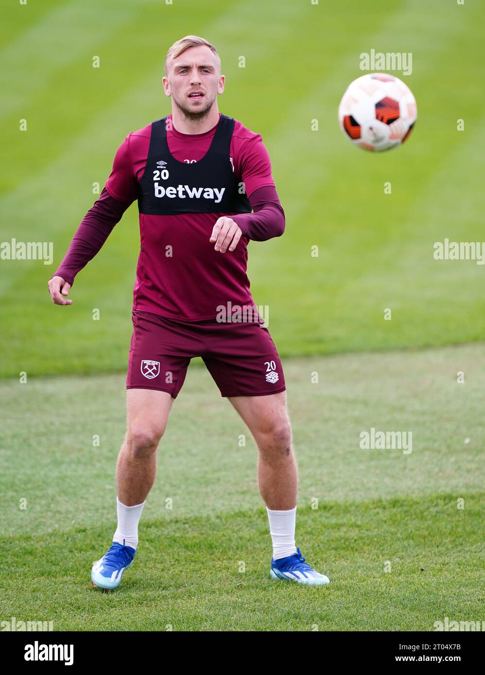 Jarrod Bowen de West Ham United lors d'une séance d'entraînement au ...