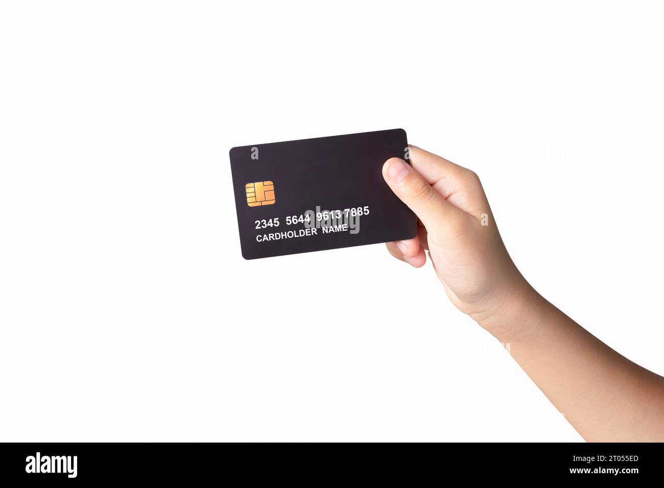 Main tenant la carte de crédit ou de débit de luxe isolé sur fond blanc ...