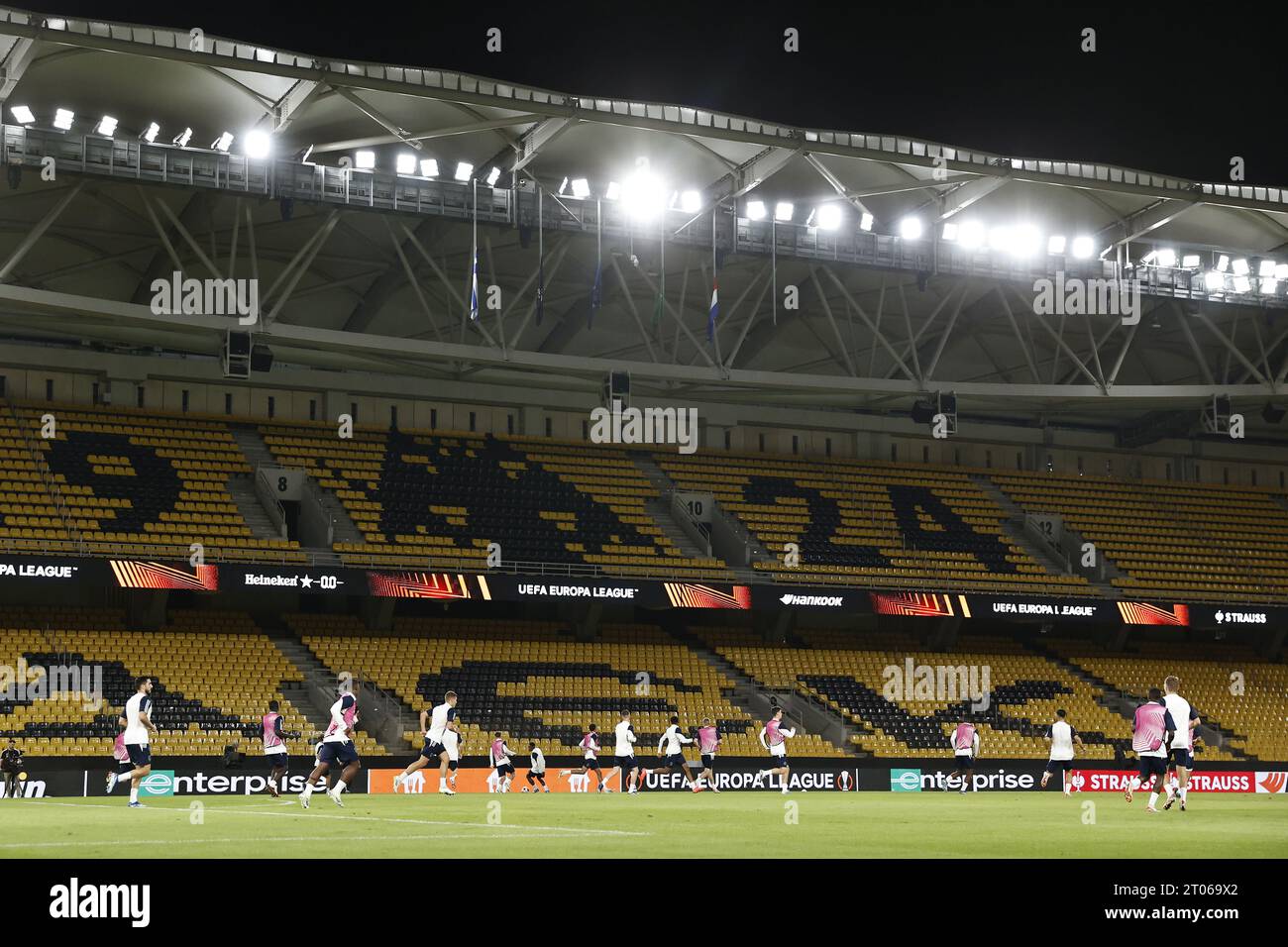 ATHÈNES - joueurs de l'Ajax lors de la séance d'entraînement avant le match de l'UEFA Europa ...