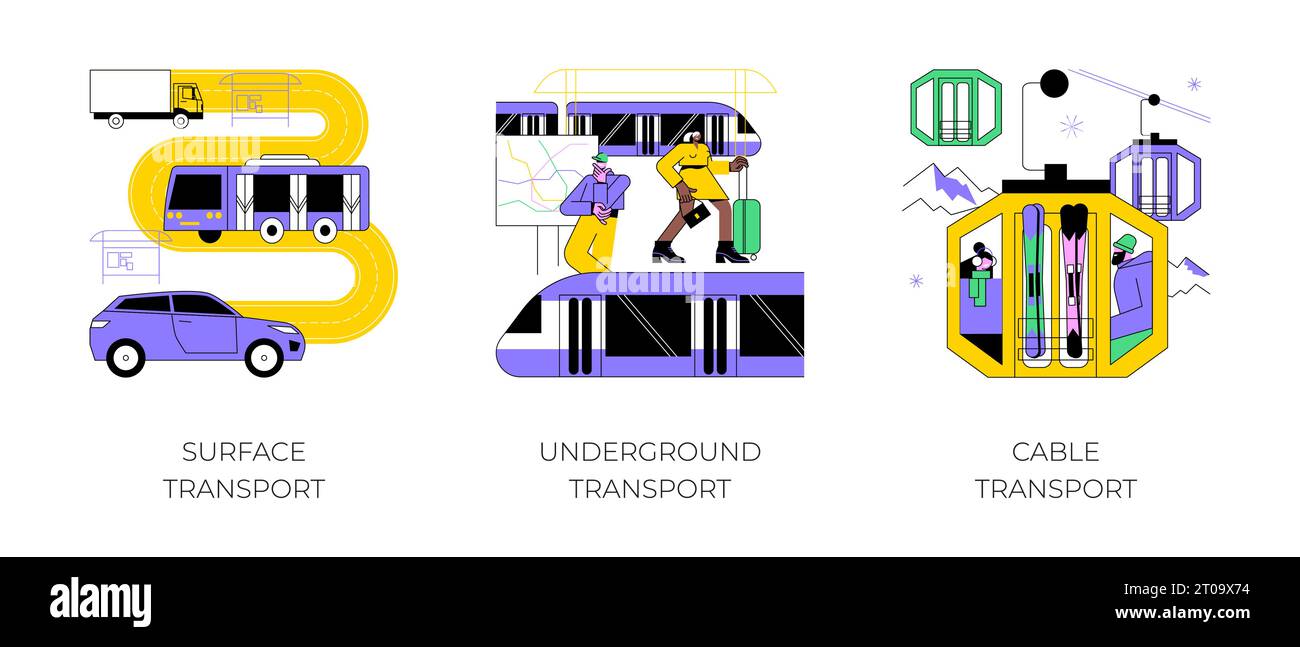 Jeu d'illustrations vectorielles abstraites de transport public ...