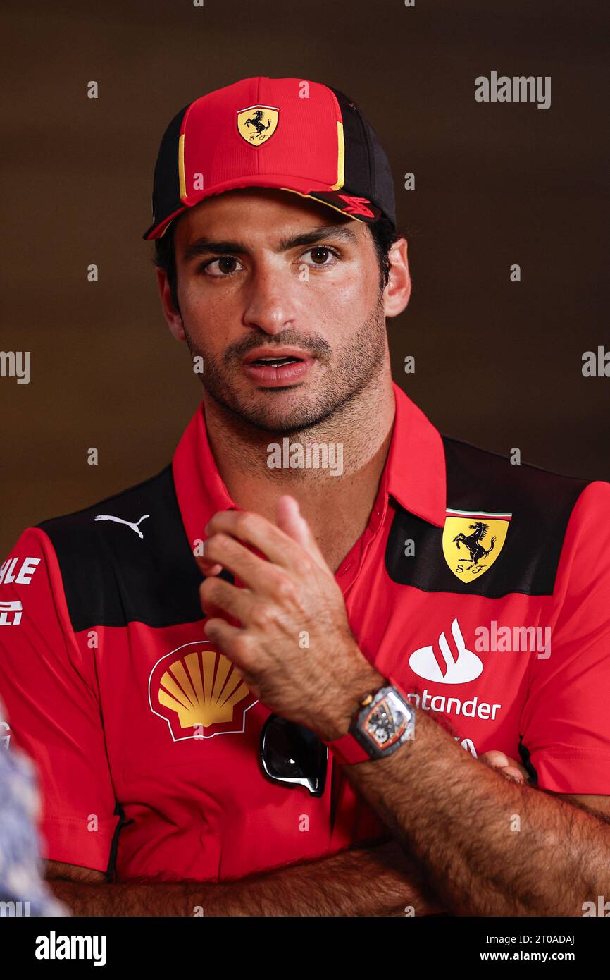 SAINZ Carlos (spa), Scuderia Ferrari SF-23, portrait lors du Grand Prix du Qatar de Formule 1 ...