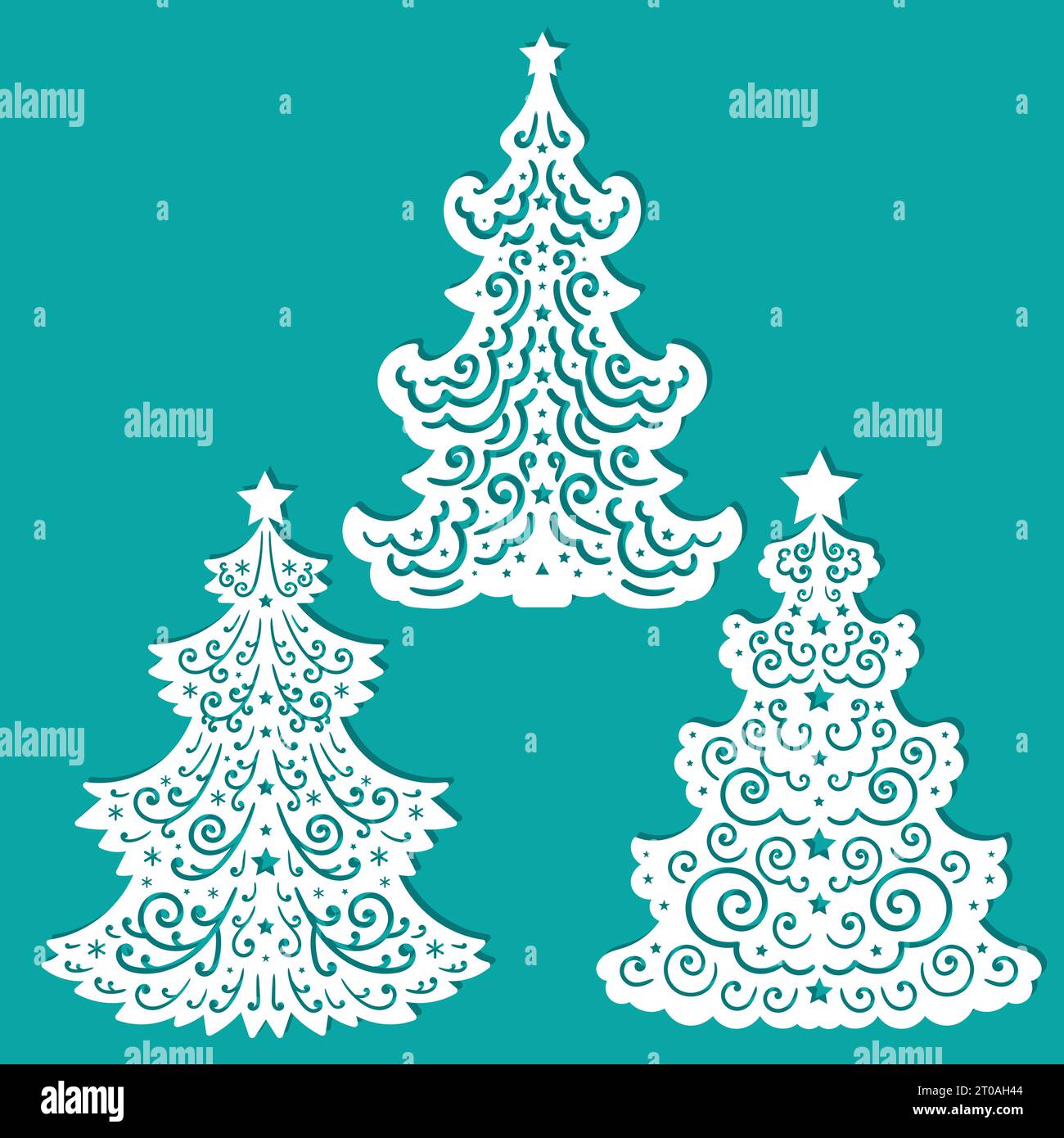 Arbres de Noël. Un ensemble de gabarits pour la découpe laser à partir ...