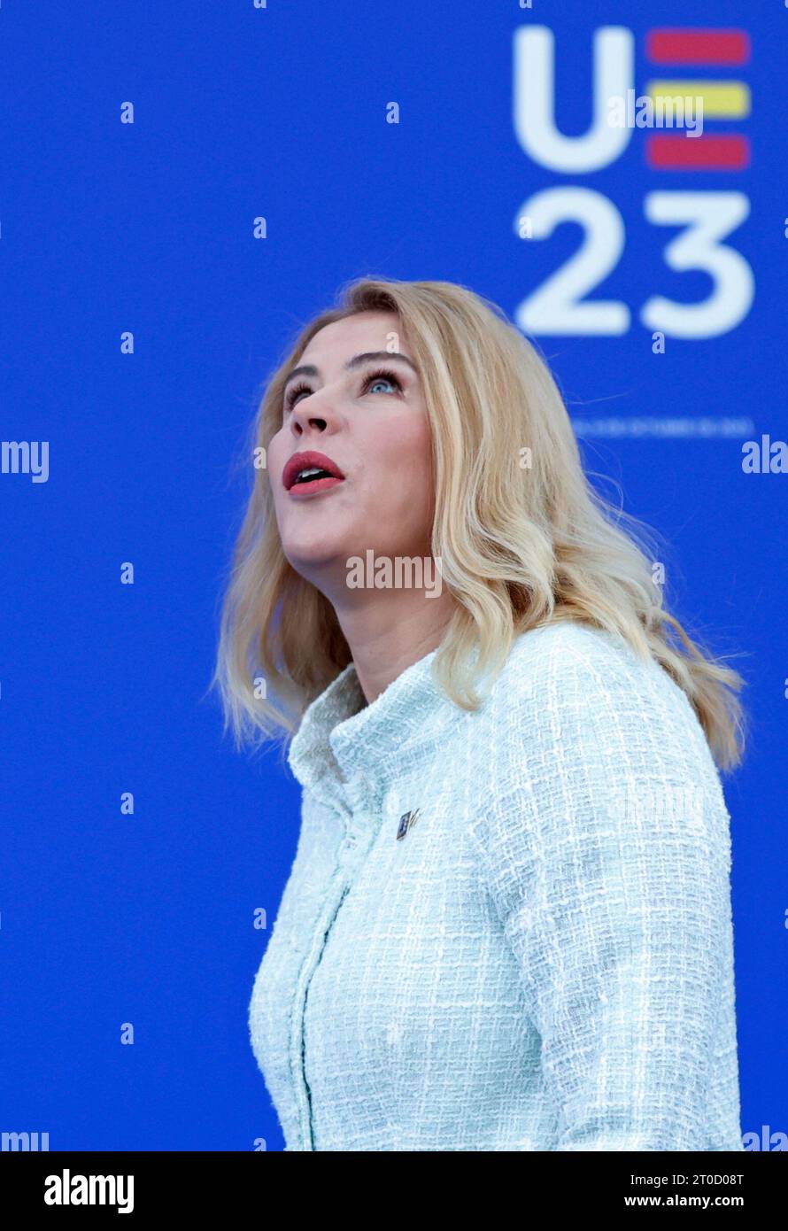 Latvia's Prime Minister Evika Silina arrives for the 2nd day of the Europe Summit in Granada ...