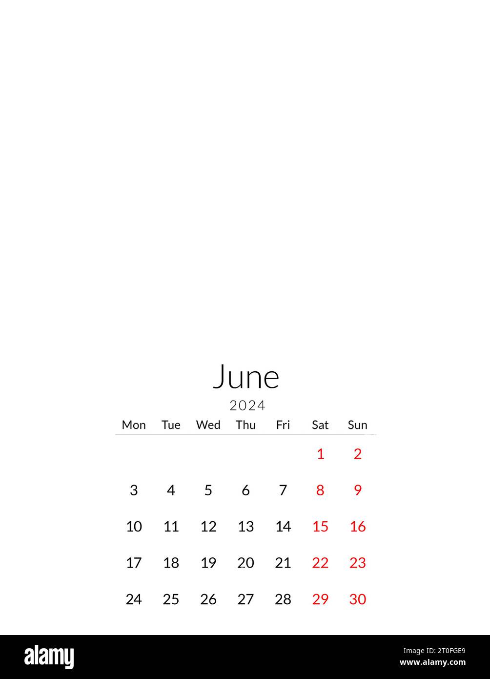 Modèle de calendrier de juin 2024 avec un endroit pour vos photos Photo ...