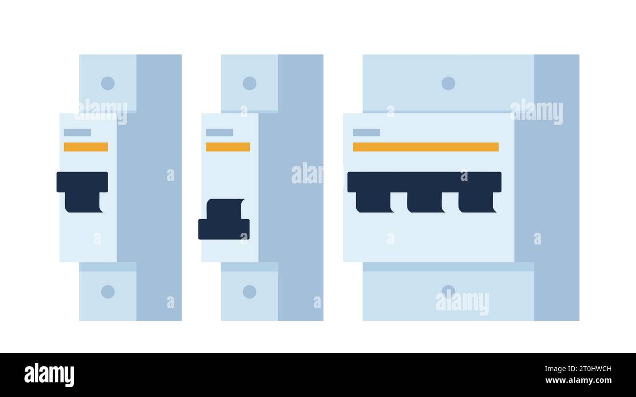 Disjoncteur automatique. Interrupteur électrique réglé. Boîte à ...