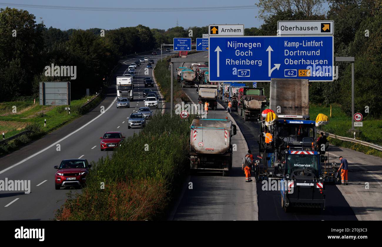 Bauarbeiten auf der A57 zwischen Kreuz Moers und Kreuz Kamp-Lintfort ...