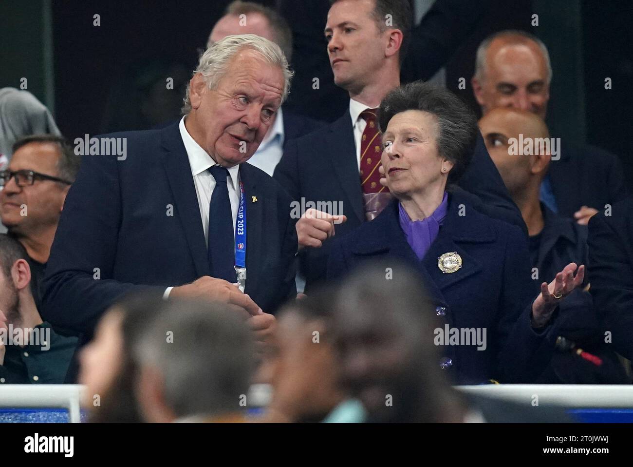 Le président de World Rugby Sir Bill Beaumont et la Princesse Royale dans les tribunes avant la ...