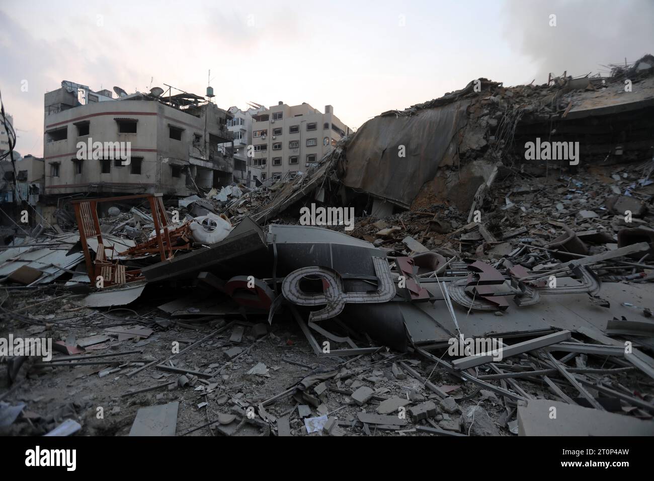 7 octobre 2023, ville de Gaza, bande de Gaza, Palestine : une vue ...