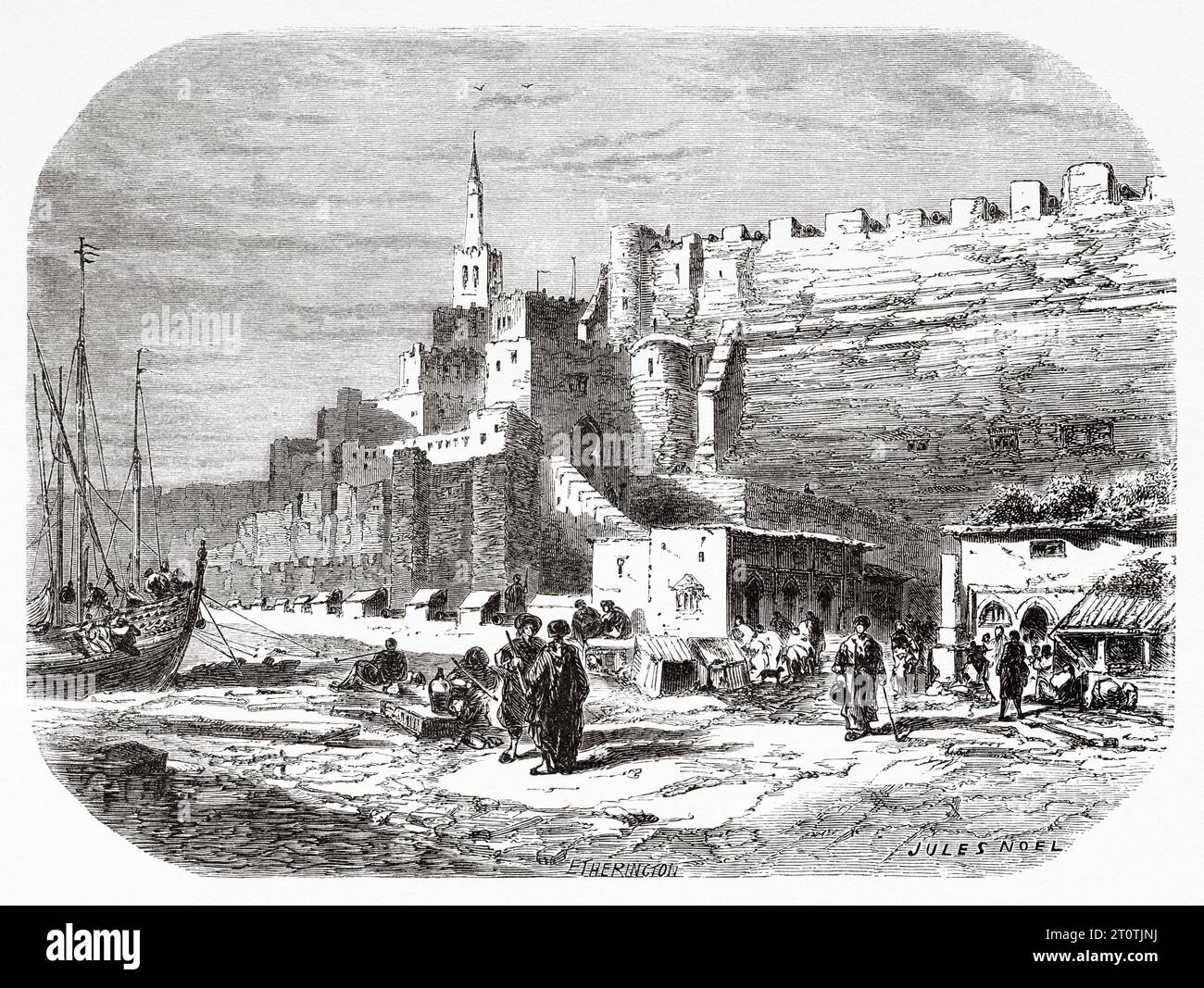 Vue ancienne sur le port de Tanger, Maroc. Afrique. Quelques jours au ...