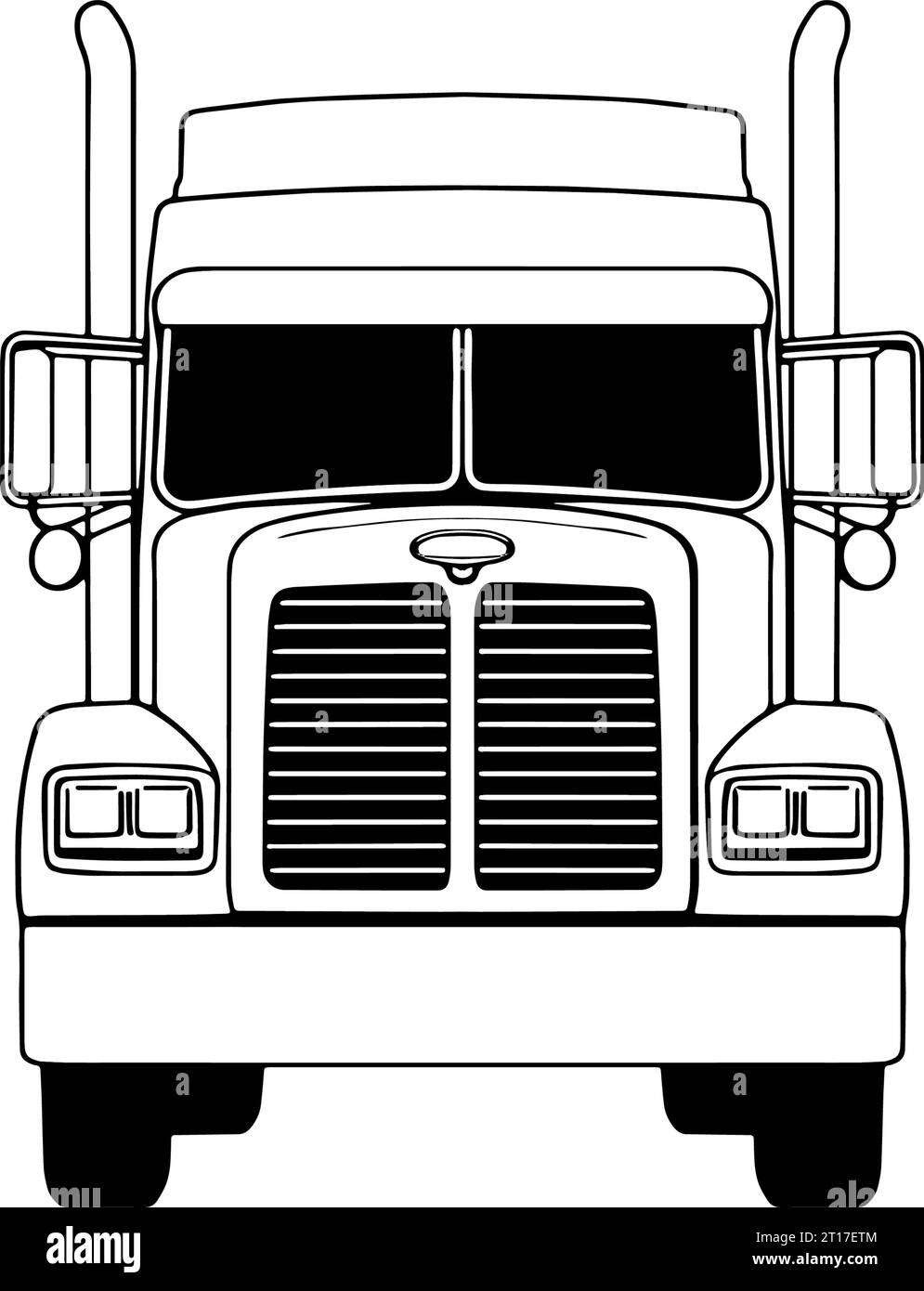 Semi-camion. Camion Vector Outline. Modèle blanc vierge pour camion ...