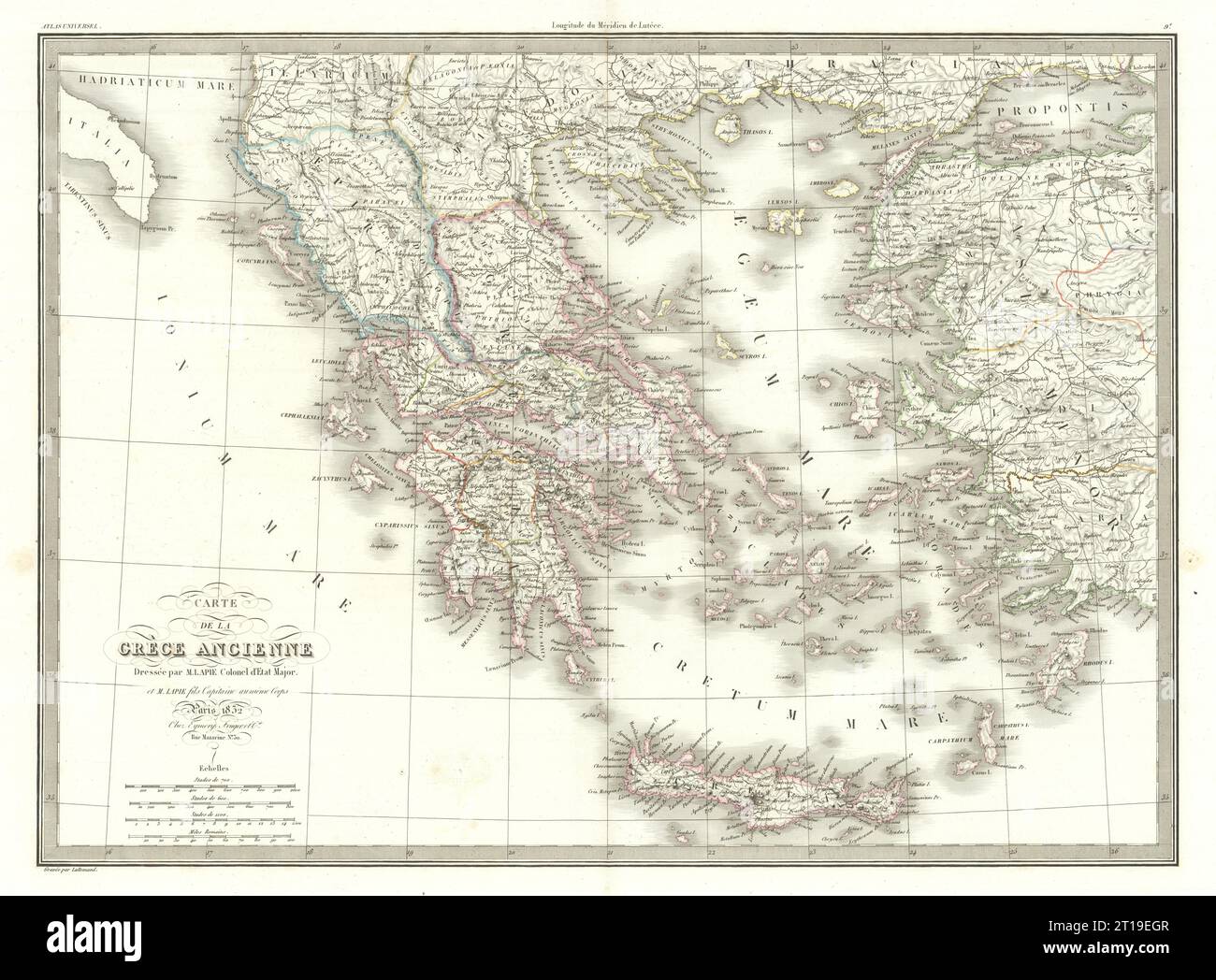 Antique map of greece Banque de photographies et d’images à haute ...