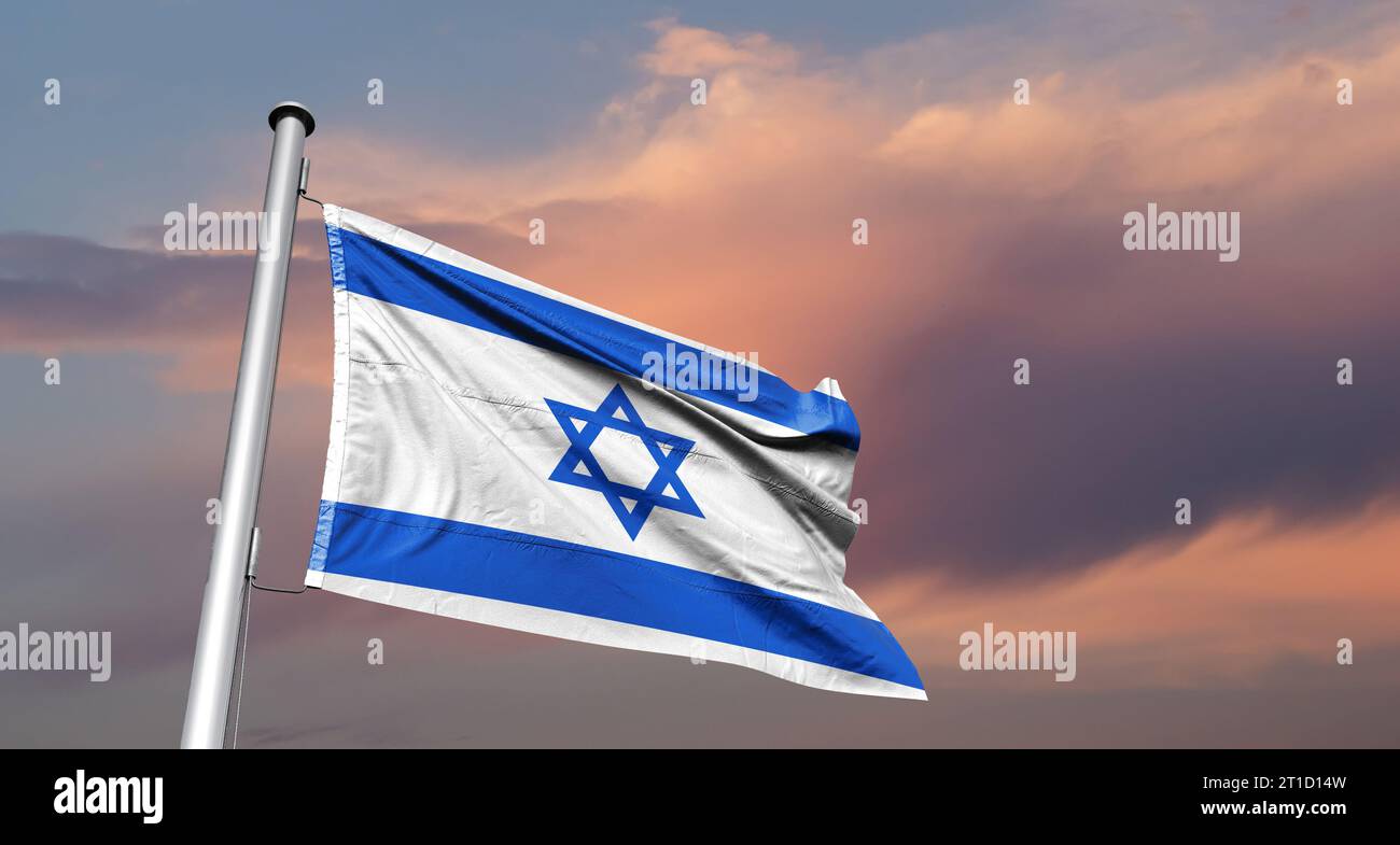 Le drapeau national de l'État d'Israël .Hamas attaque : Israël pèse l ...