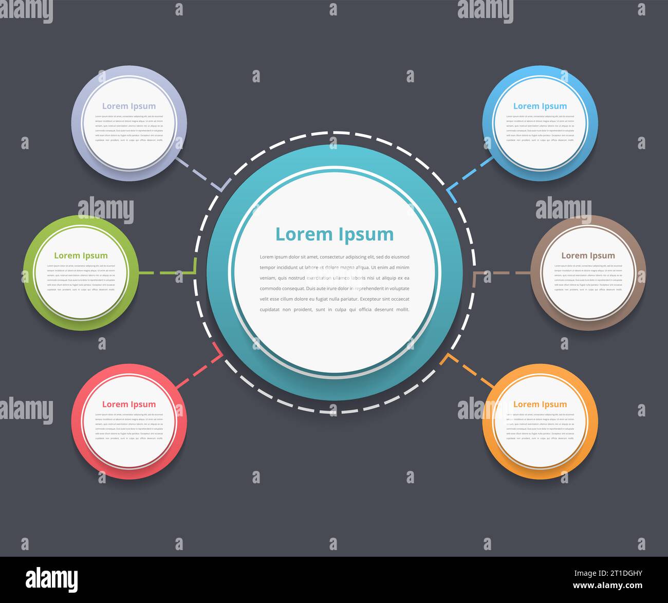 Diagramme circulaire avec six éléments, étapes ou options, un ...