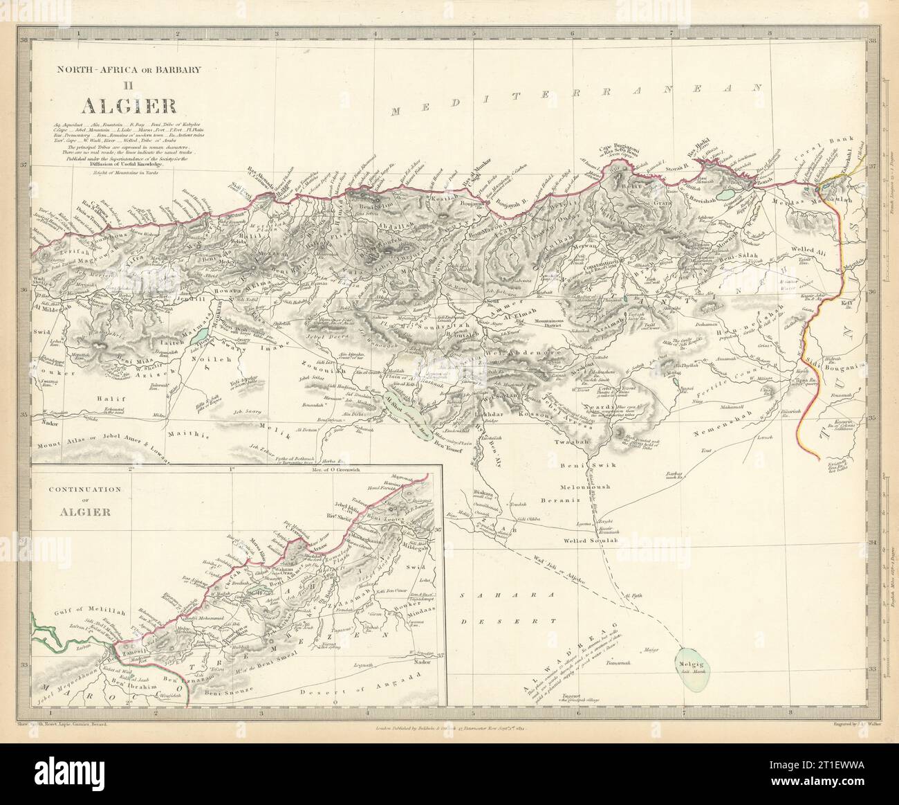 ALGÉRIE. Afrique du Nord ou Barbarie. Alger Alger Alger. SDUK 1844 ...