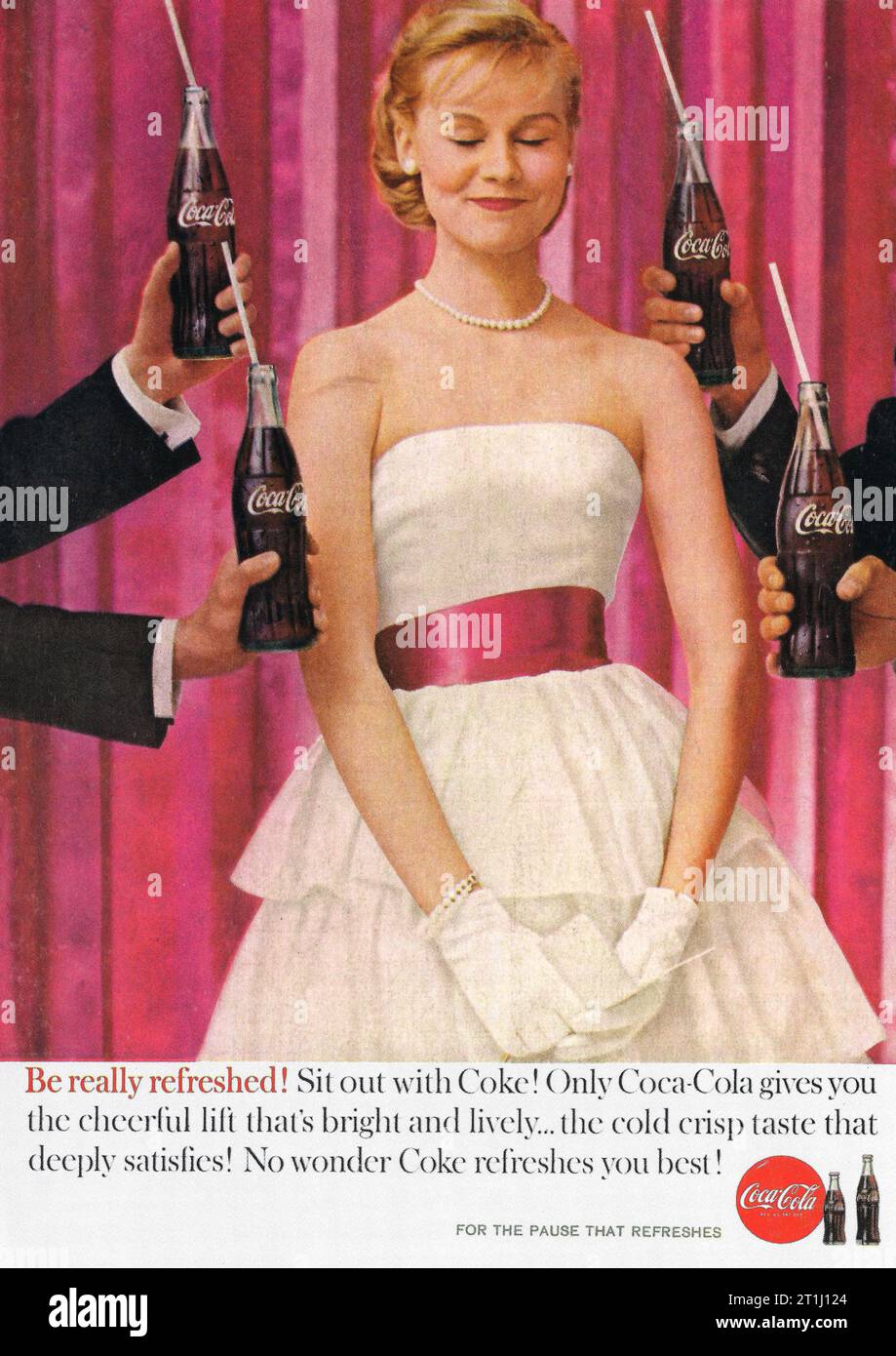 Publicité Coca-Cola des années 1950. 'Pour la pause qui s'actualise ...
