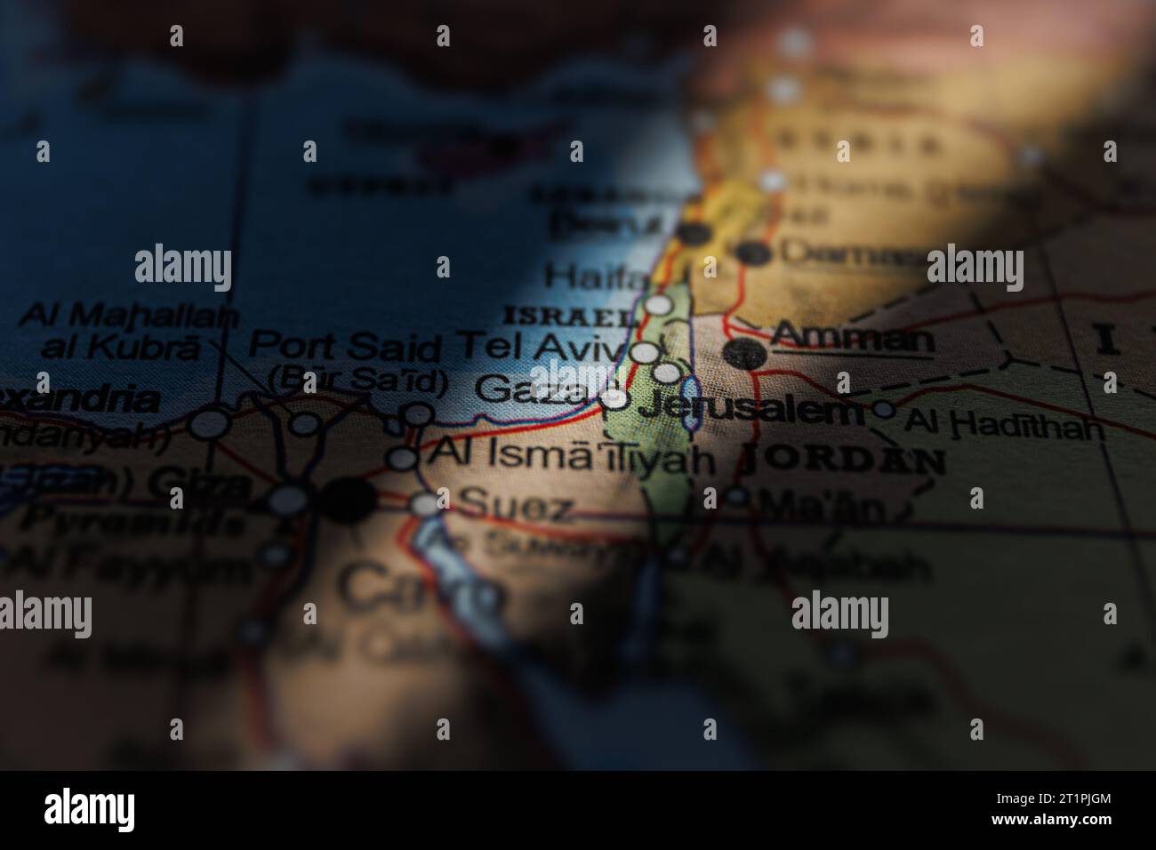 Gaza sur la carte Israël une Palestine sur la carte géopolitique. Bande ...